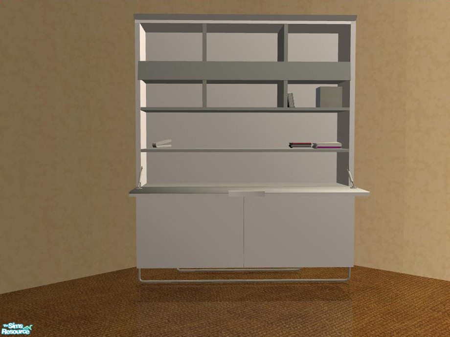 The Sims Resource | Woodset - recolor - white - Desk with shelf