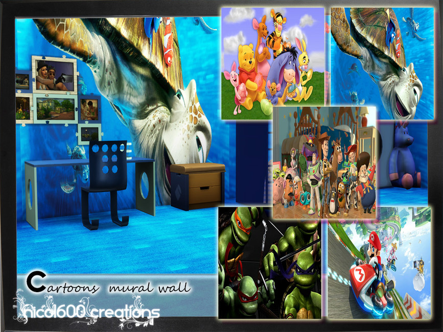 The Sims Resource - Cartoons mural wall