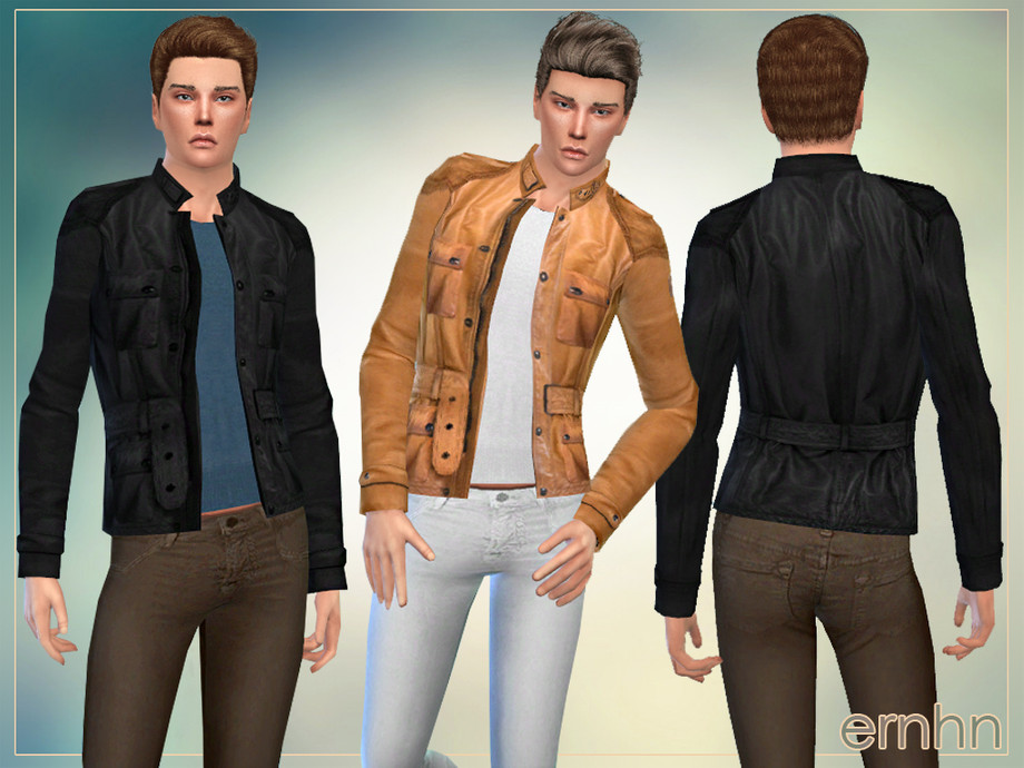 The Sims Resource | Leather Jacket With Knitwear