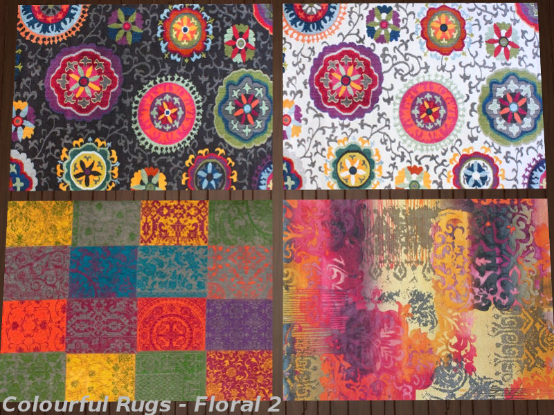 The Sims Resource | Colourful Rugs - Floral 2