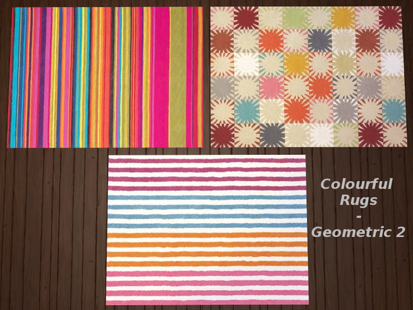 The Sims Resource | Colourful Rugs - Geometric 2