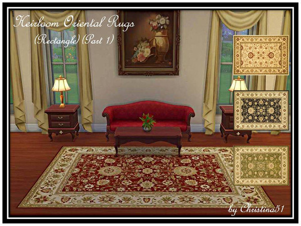 The Sims Resource | Heirloom Oriental Rugs (Rectangle) (Part 1)