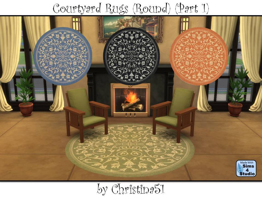 The Sims Resource | Courtyard Indoor/Outdoor Rugs (Round) (Part 1)