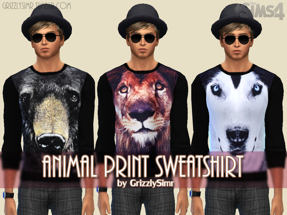 The Sims Resource - HIS Animal Print Sweatshirt