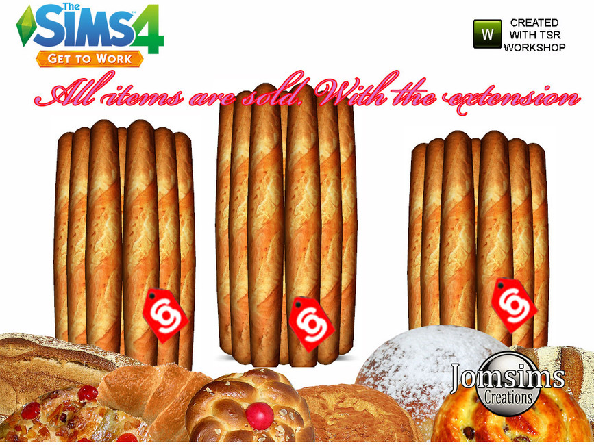 The Sims Resource - The bakery 2015 sims 4 bread. french gros pain debout