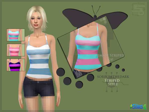 The Sims Resource | Striped Style Adult Female Top