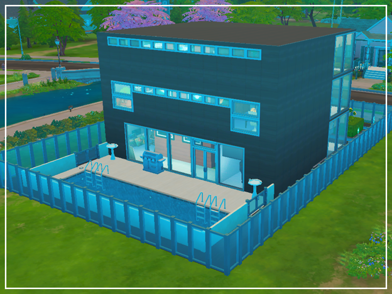 The Sims Resource | Modern Glass House with Black Exteriors