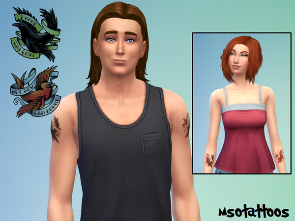 The Sims Resource | Arms (Shoulders & Forearms) Tattoos (Birds)