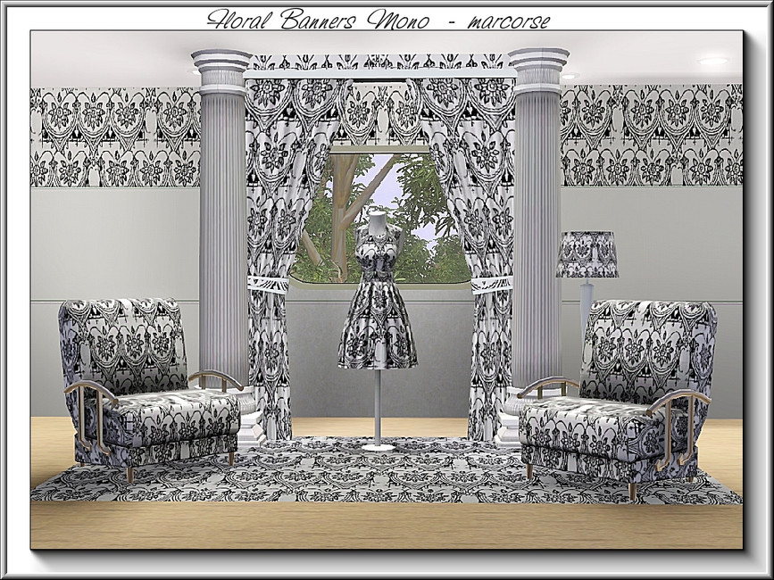 The Sims Resource - Floral Banners Mono_marcorse