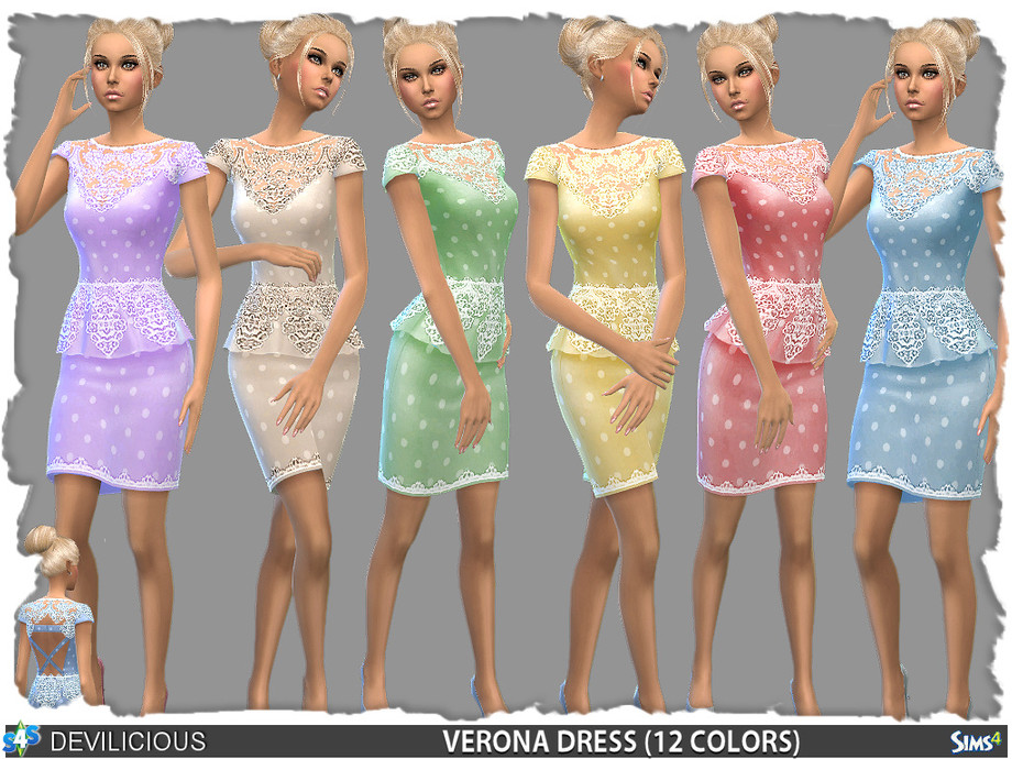 The Sims Resource | Verona Peplum Dress (12 Colors)