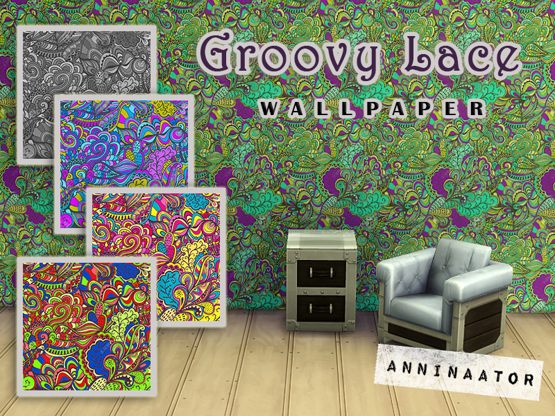 The Sims Resource | Groovy Lace colorful wallpaper