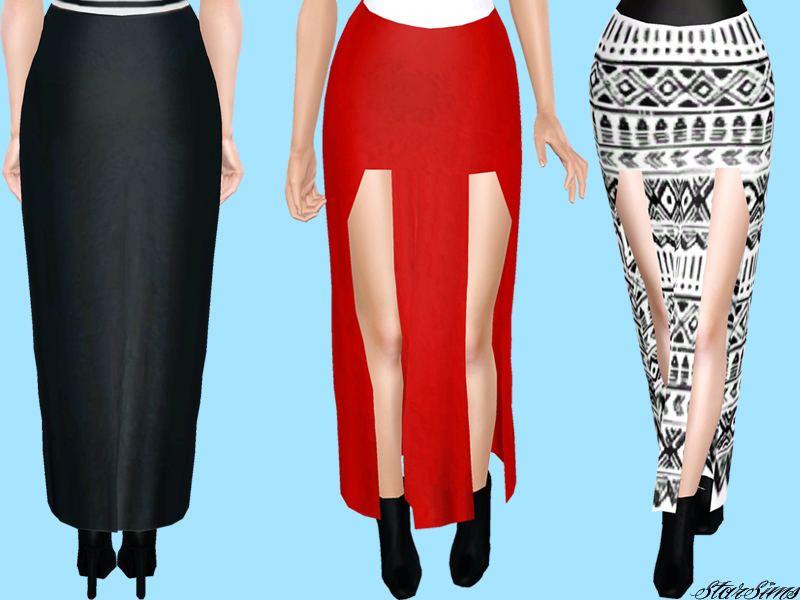 The Sims Resource | Slit Long Maxi Skirt