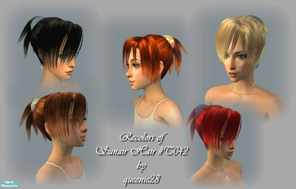 The Sims Resource - Recolors of Sunair Hair #T042