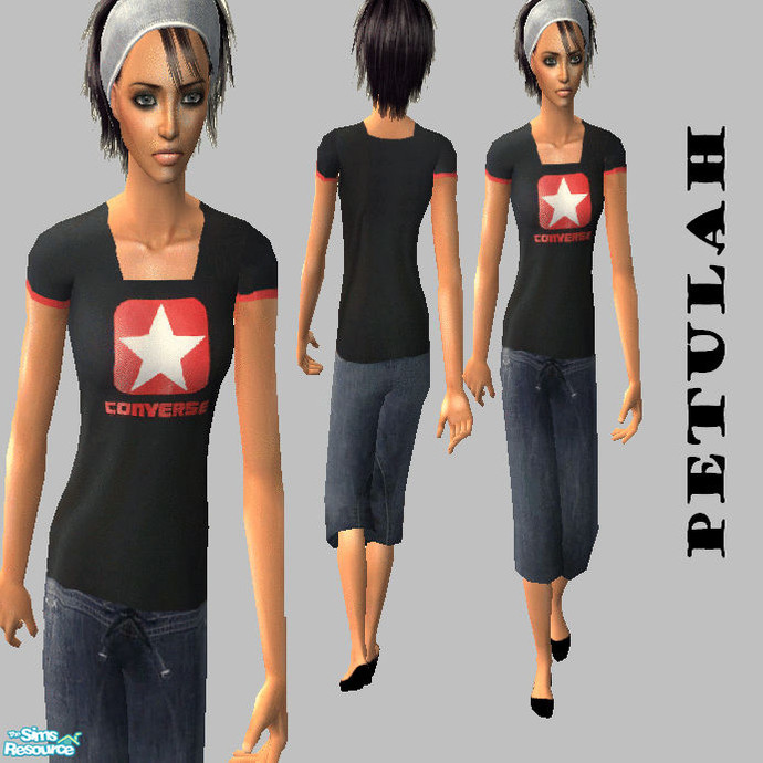 The Sims Resource | Converse tee & baggy jeans