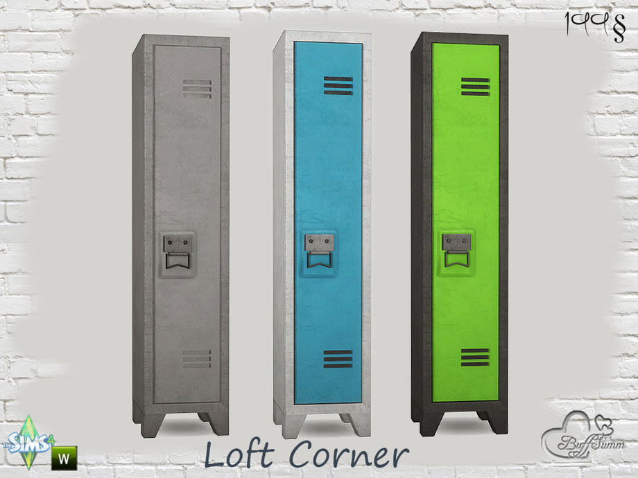 The Sims Resource | Loft Corner Locker 1 Door