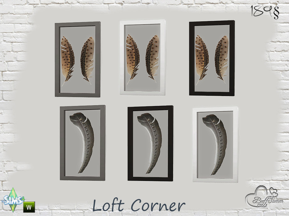 The Sims Resource | Loft Corner Painting 'Fish and Feather'
