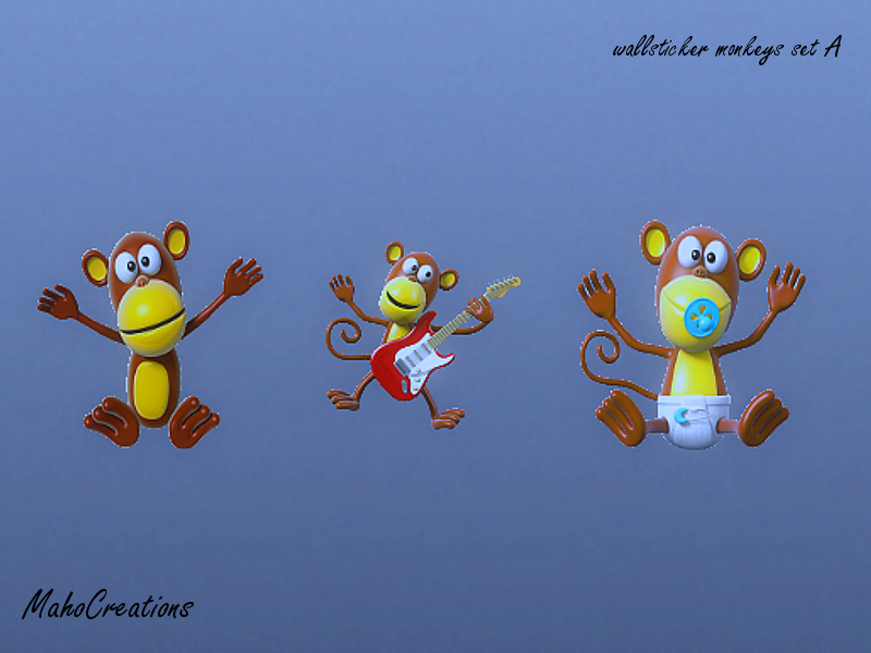 The Sims Resource | Wallsticker Monkeys Set A