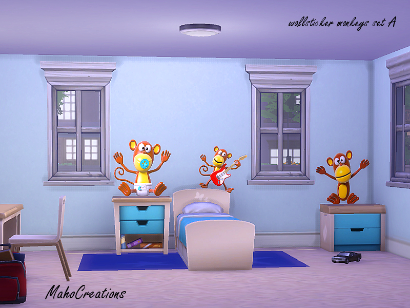 The Sims Resource | Wallsticker Monkeys Set A