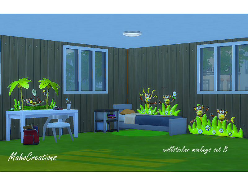 The Sims Resource | Wallsticker Monkeys Set B