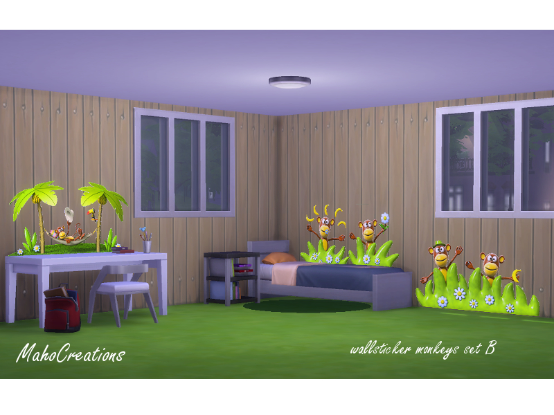 The Sims Resource | Wallsticker Monkeys Set B