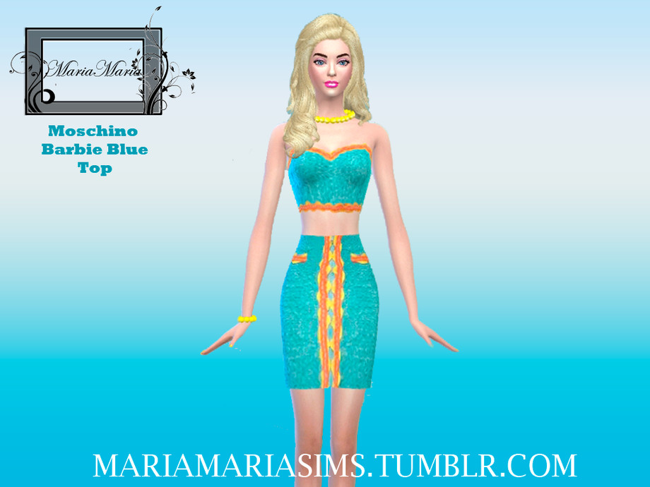 The Sims Resource | MariaMaria Moschino Barbie Blue Top