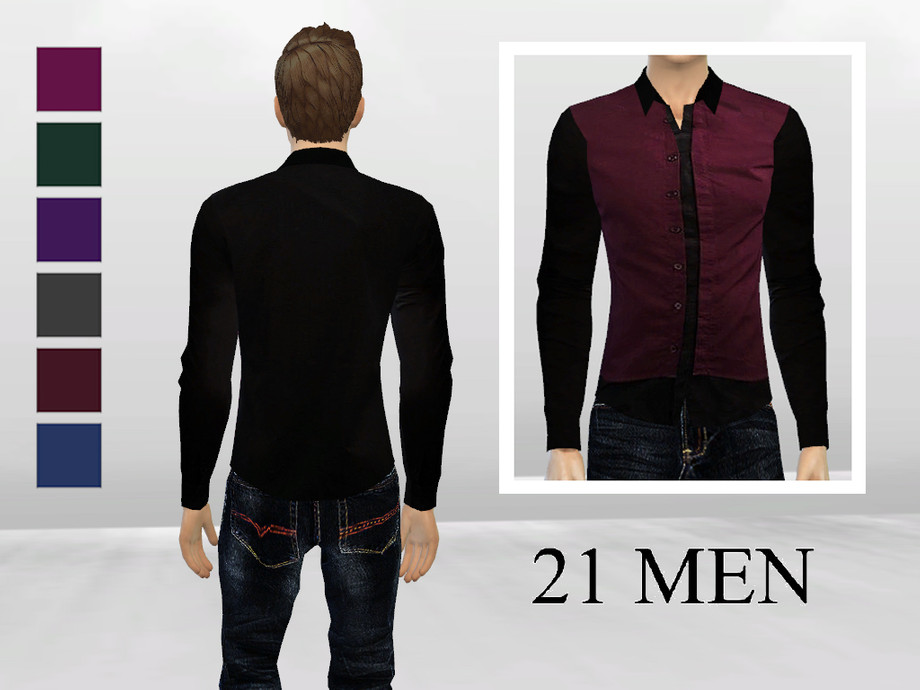The Sims Resource | Bi-Color Long Sleeve Shirt