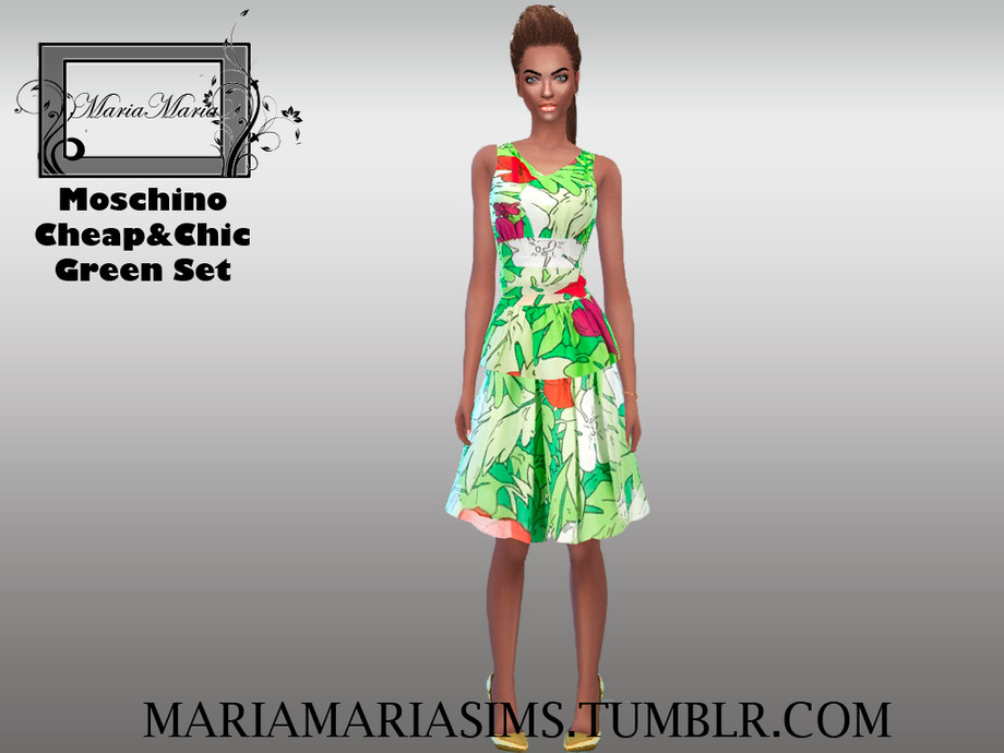 The Sims Resource | MariaMaria Moschino Cheap&Chic Green Set