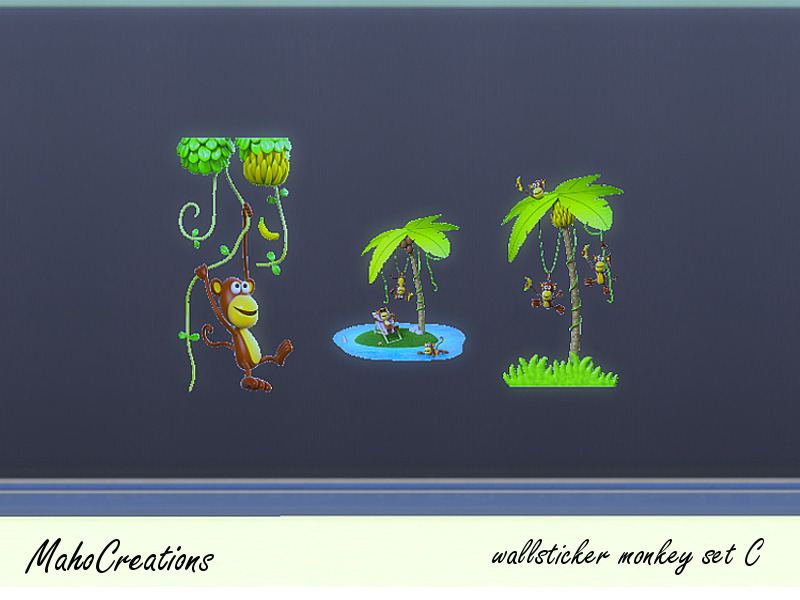 The Sims Resource | Wallsticker Monkeys Set C