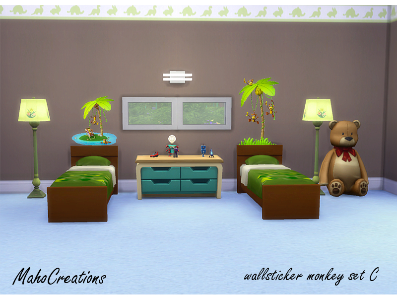 The Sims Resource | Wallsticker Monkeys Set C