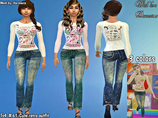 The Sims Resource | Ts4 #61-Cute retro outfit