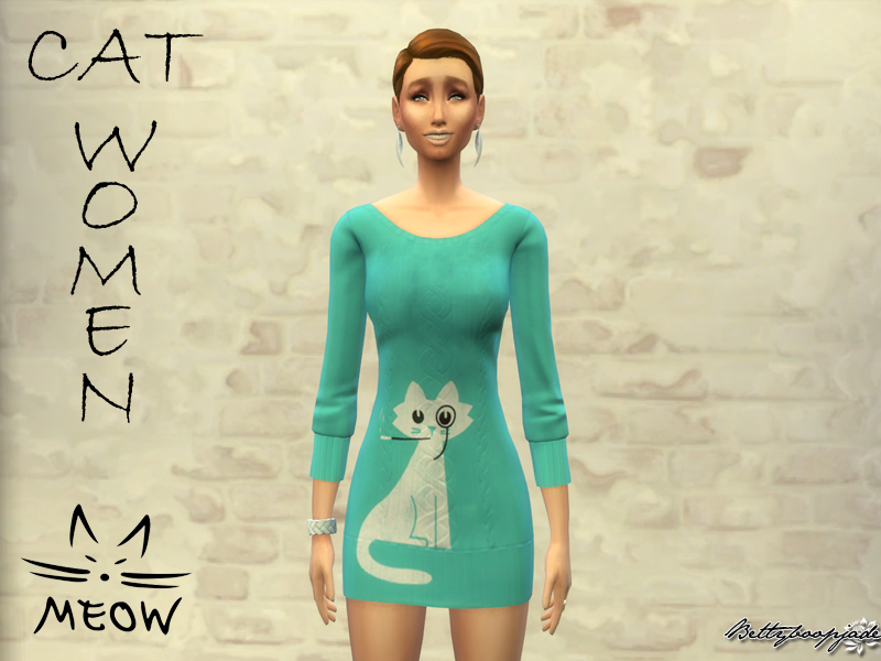 The Sims Resource | Cat women - Blue dress