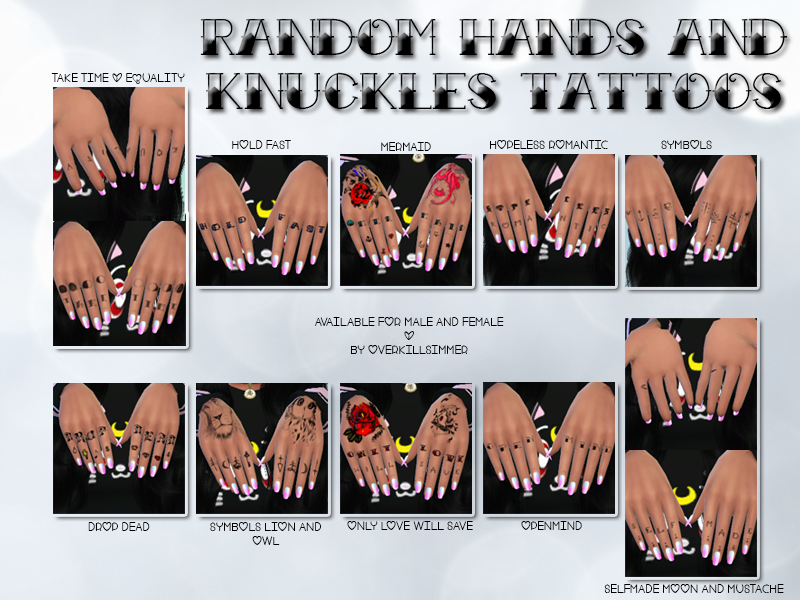 The Sims Resource | Random Hands and knuckles tattoos