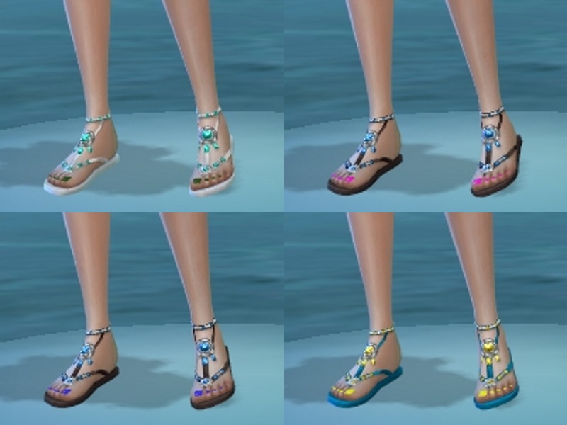 The Sims Resource | Maxis BoHo Sandals with Polish - Movie Hangout Required