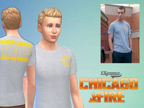 The Sims Resource | Chicago Fire Department shirt grey yellow