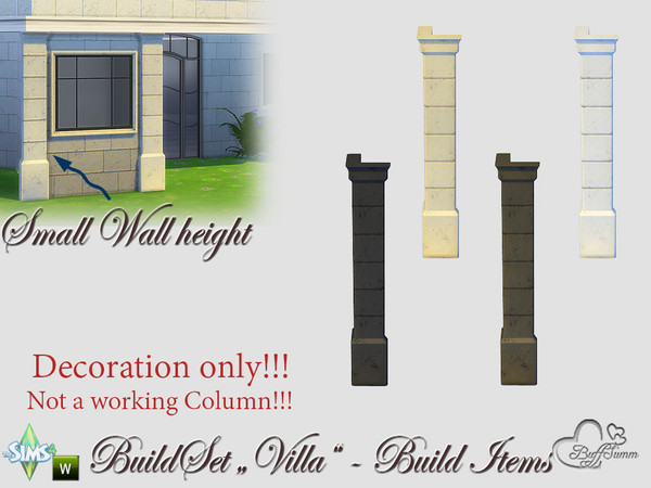 The Sims Resource | Build-A-Villa Column Corner Left Small Wall