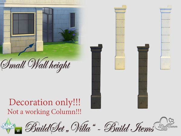The Sims Resource - Build-A-Villa Column Corner Right Small Wall