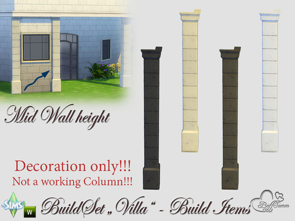 The Sims Resource | Build-A-Villa Column Corner Right Mid Wall