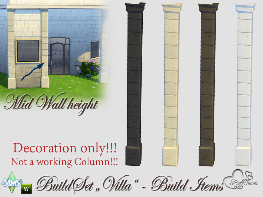 The Sims Resource | Build-A-Villa Column Corner Right Large Wall