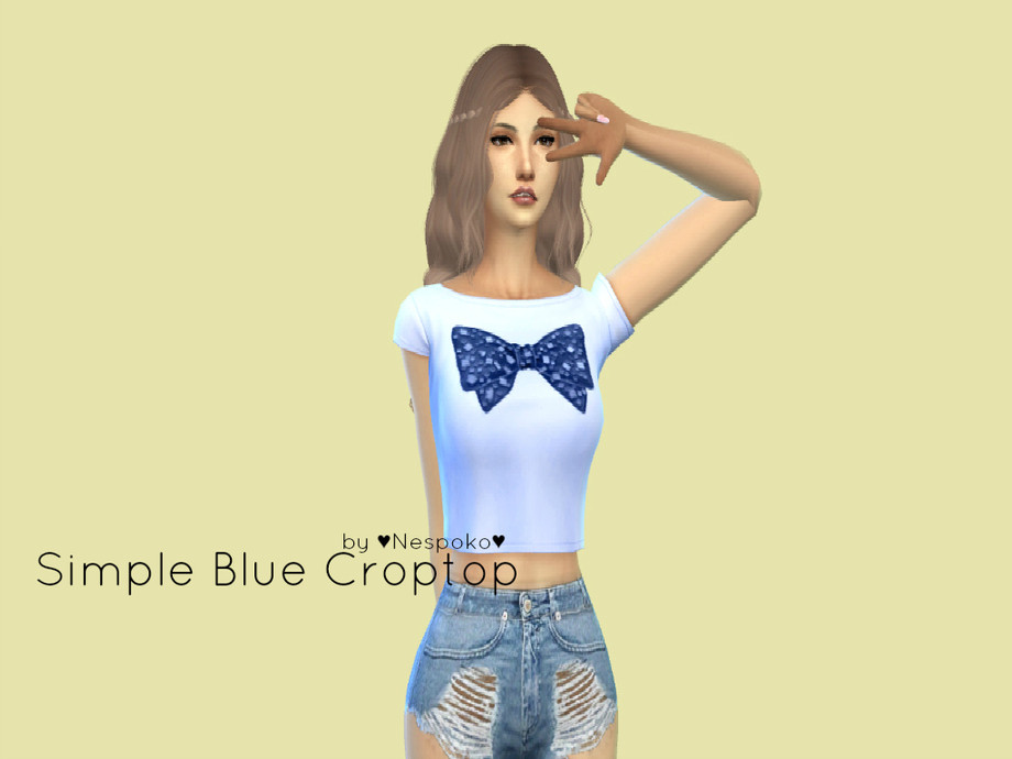 The Sims Resource - Simple Blue Croptop