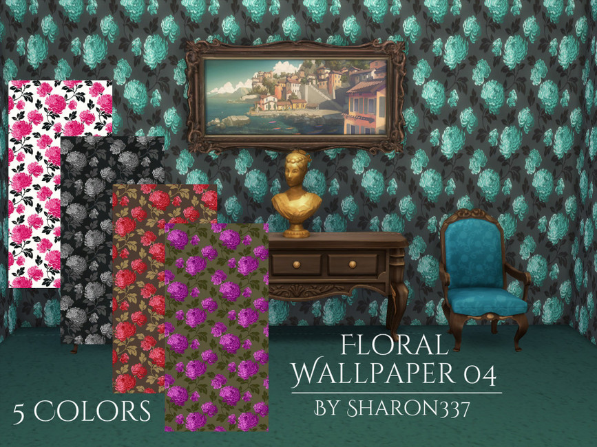 The Sims Resource - Floral Wallpaper 04