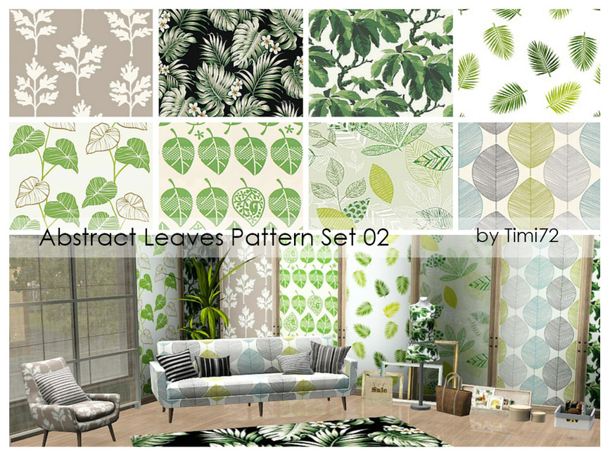 The Sims Resource - Abstract Leaves Pattern Set 02