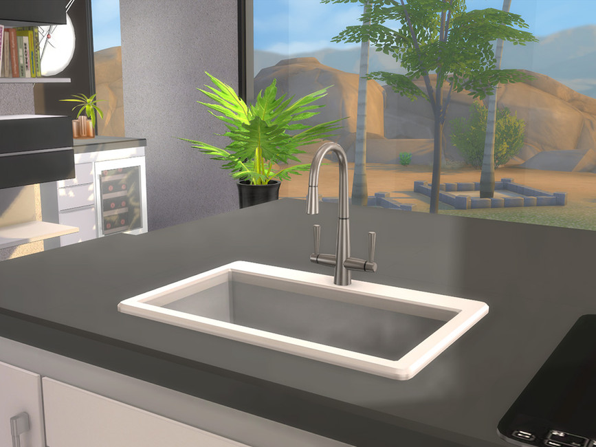 The Sims Resource - Black White Kitchen - Sink counter