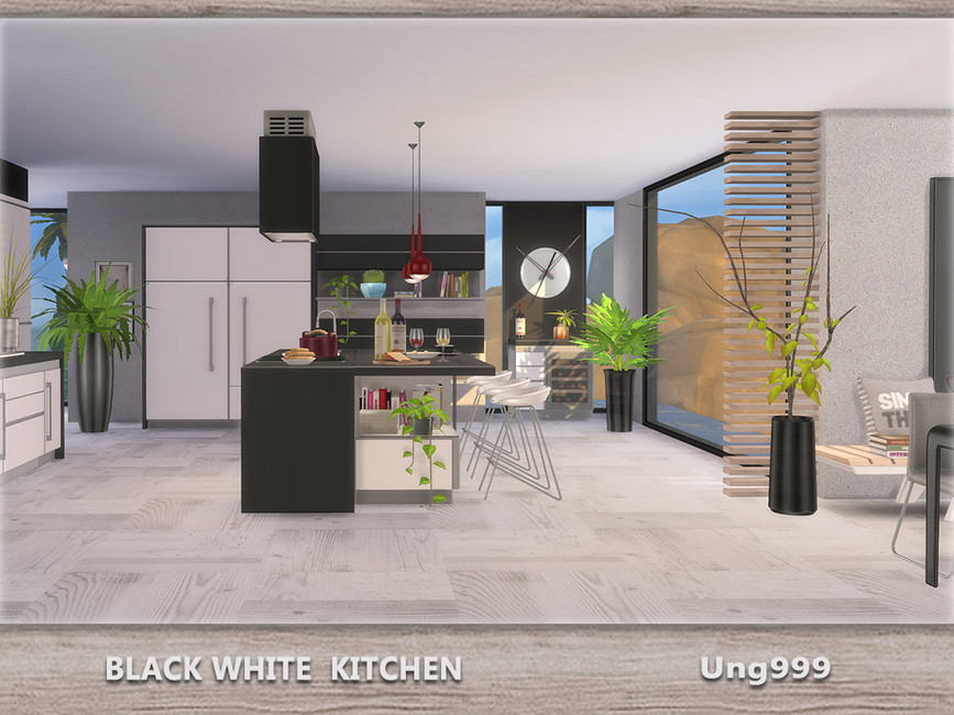 The Sims Resource - Black White Kitchen