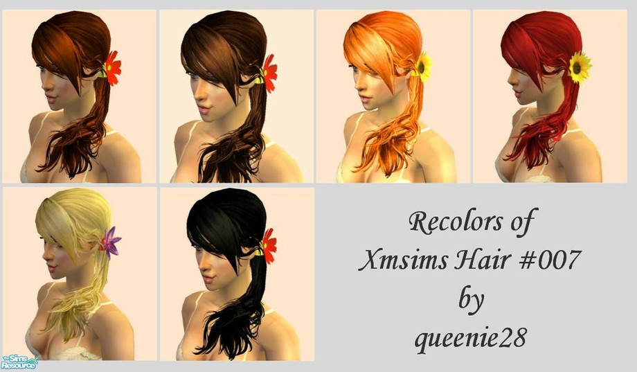 The Sims Resource | Recolors of Xmsims Hair #007