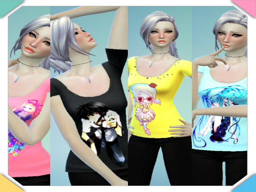The Sims Resource - Anime Inspired Shirts