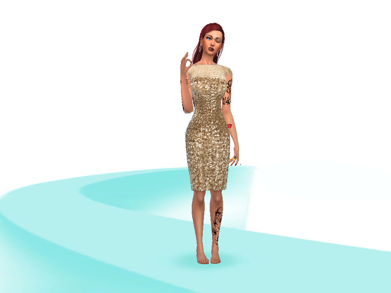 The Sims Resource | SHINY GOLD DRESS