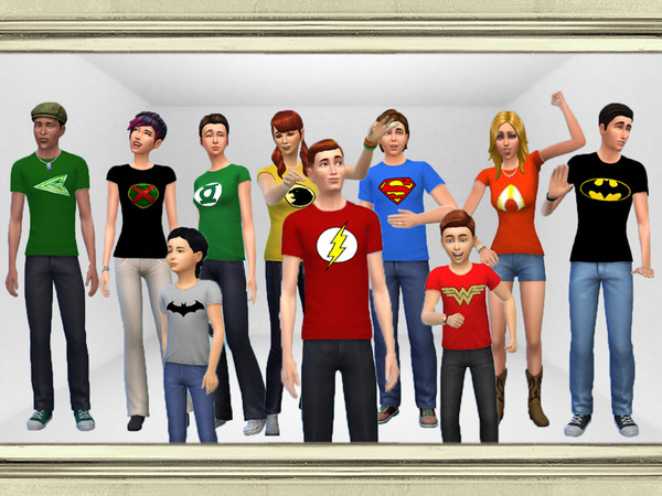 The Sims Resource | DC Superhero T-Shirt Set