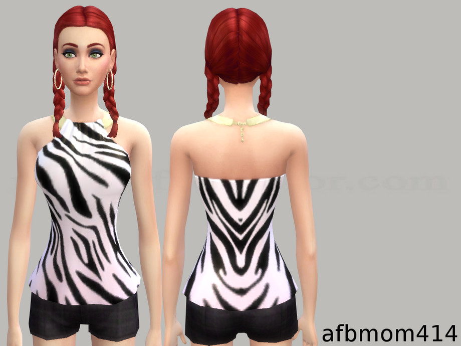 The Sims Resource | Zebra Print Metal Collar Shirt