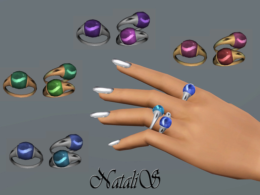 The Sims Resource - NataliS TS3 Cabochon rings set
