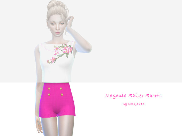 The Sims Resource | Magenta High Waist Sailer Shorts (Fun Colors ...
